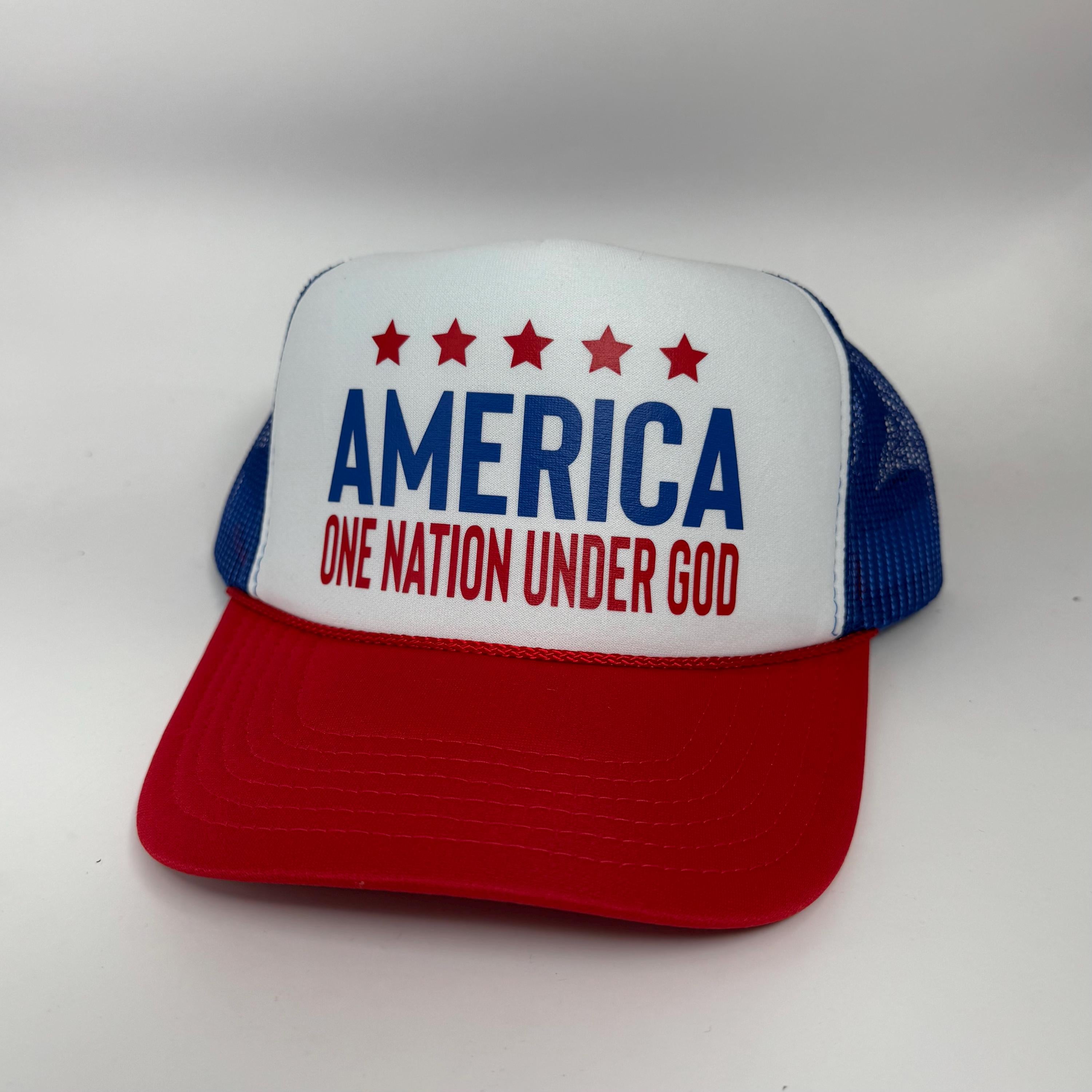 America Trucker Hat | One Nation Under God | Patriotic 4th of July Hat ...